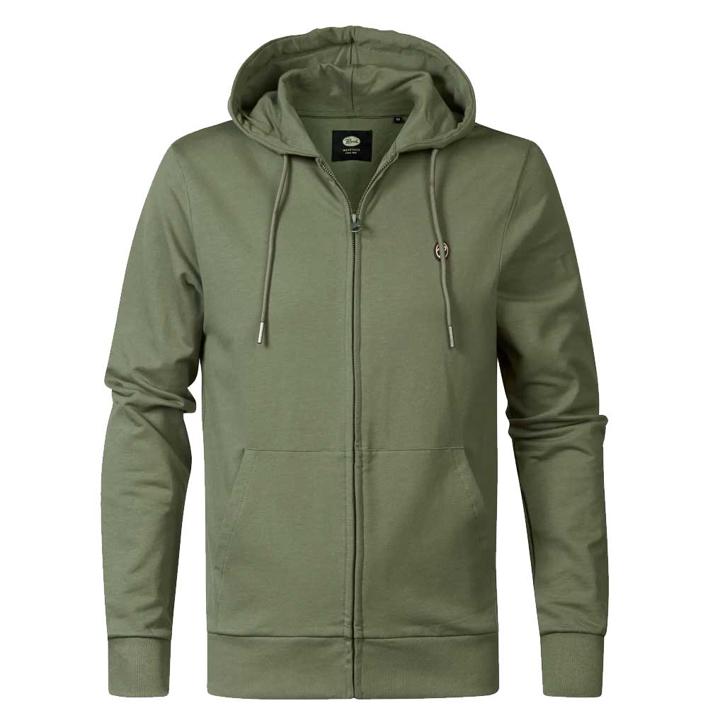 PETROL-MEN SWEATER HOODED ZIP – M-3040-SWH004-6165-SAGE