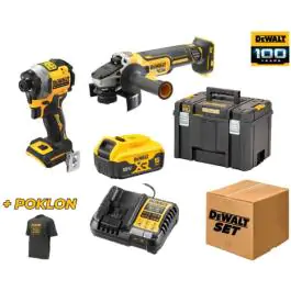 DeWALT 100 years DWSET2, set dva aku alata DCG405N + DCF850N + TSTAK duboki kofer, baterija 1x 5.0Ah, 18V + poklon majica