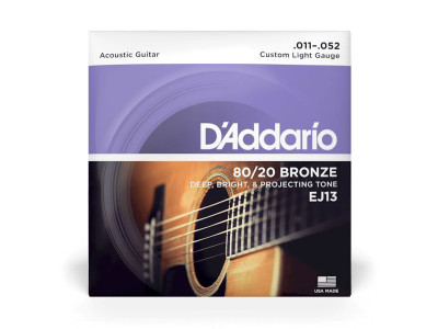 D'Addario 11-52 Custom Light Acoustic Guitar Strings EJ13