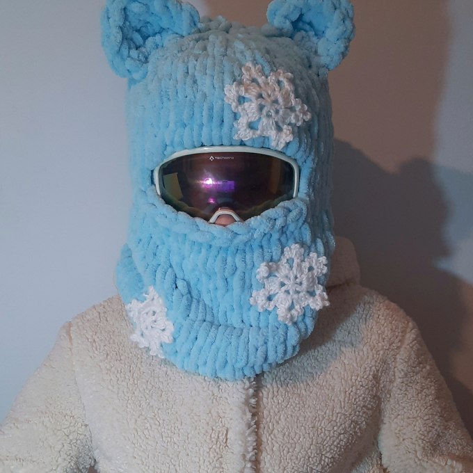 Snowflake Teddy Ski kapa balaclava