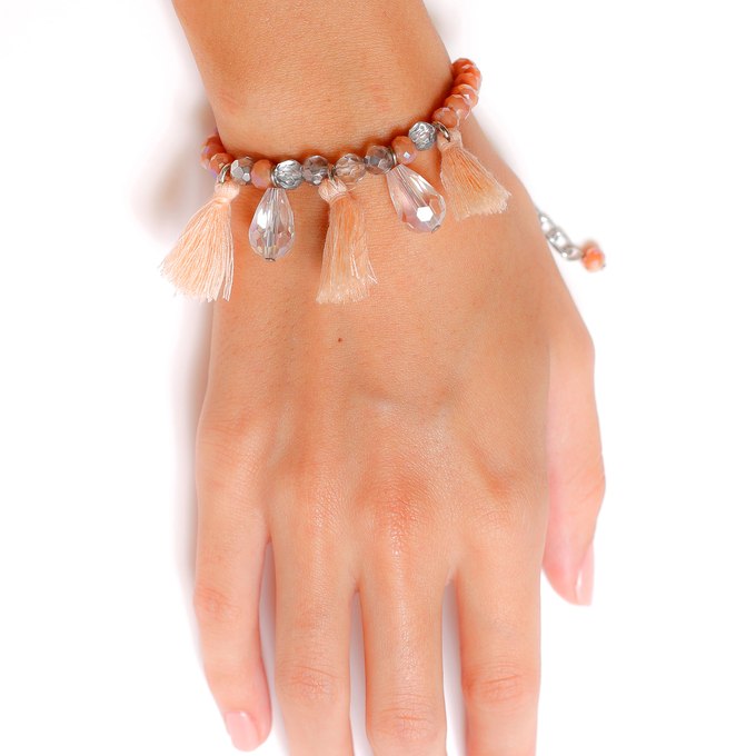 PEACH TASSELS BOHO CHARM BRACELET