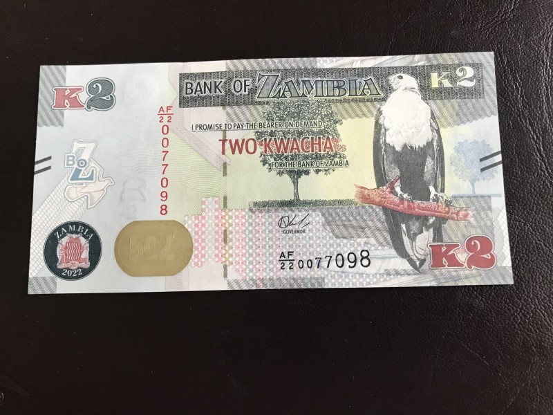 ZAMBIA 2 KWACHA. UNC.2022.