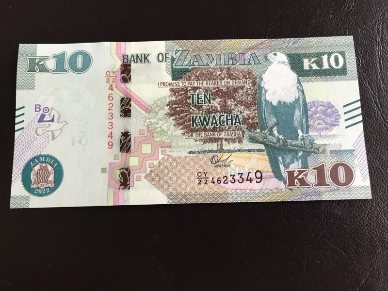 ZAMBIA 10 KWACHA. UNC.2022.