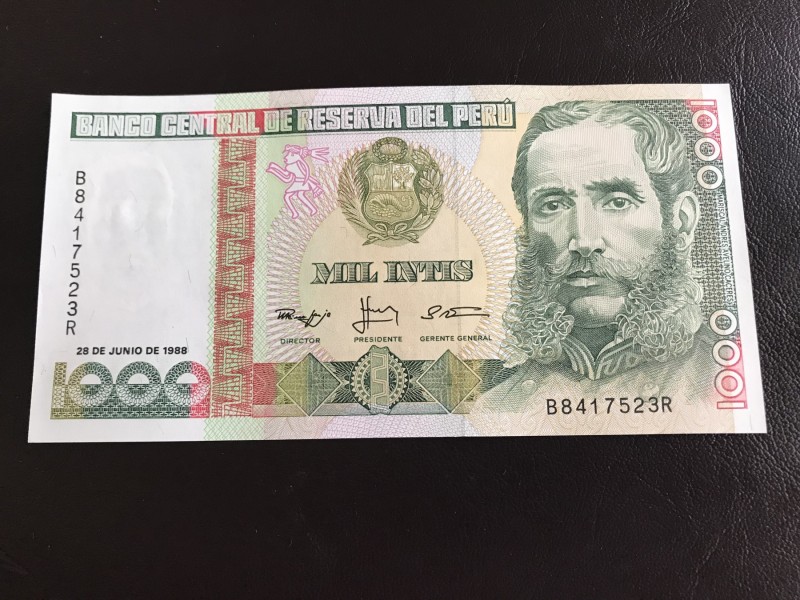 PERU 1000 INTIS. UNC.