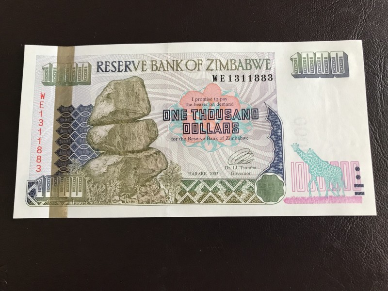 ZIMBABVE 1000 DOLARA. UNC.