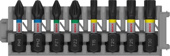 Bosch PRO Impact mešani set PH1; PH2; PZ1; PZ2; T15; T20; T25; T30, 25 mm 8/1 (2608521U61)