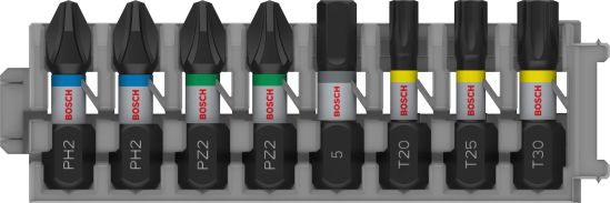 Bosch PRO Impact mešani set PH2(x2); PZ2(x2); H5; T20; T25; T30, 25 mm 8/1 (2608521U62)