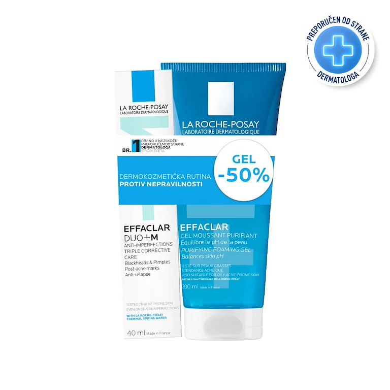 La Roche-Posay PROMO EFFACLAR DUO+M Krema 40 mL i EFFACLAR Gel za Umivanje i Čišćenje 200 mL