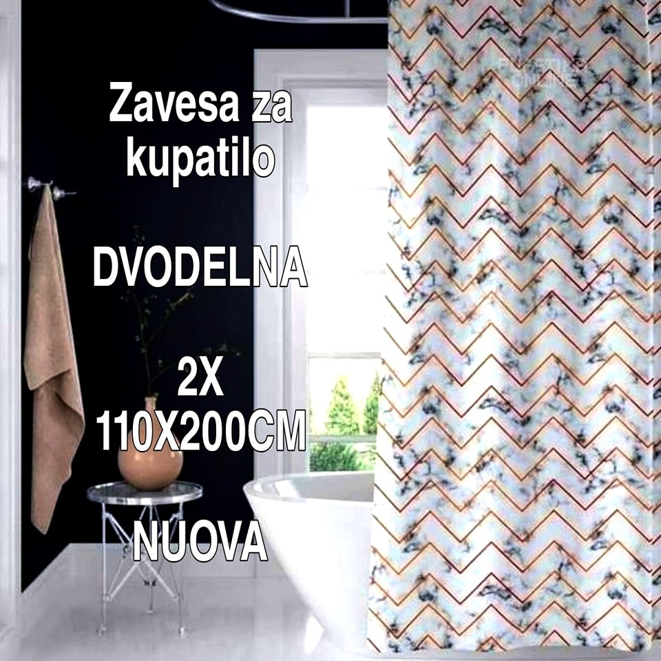 Dvodelna zavesa za kupatilo 2x110x200 NUOVA