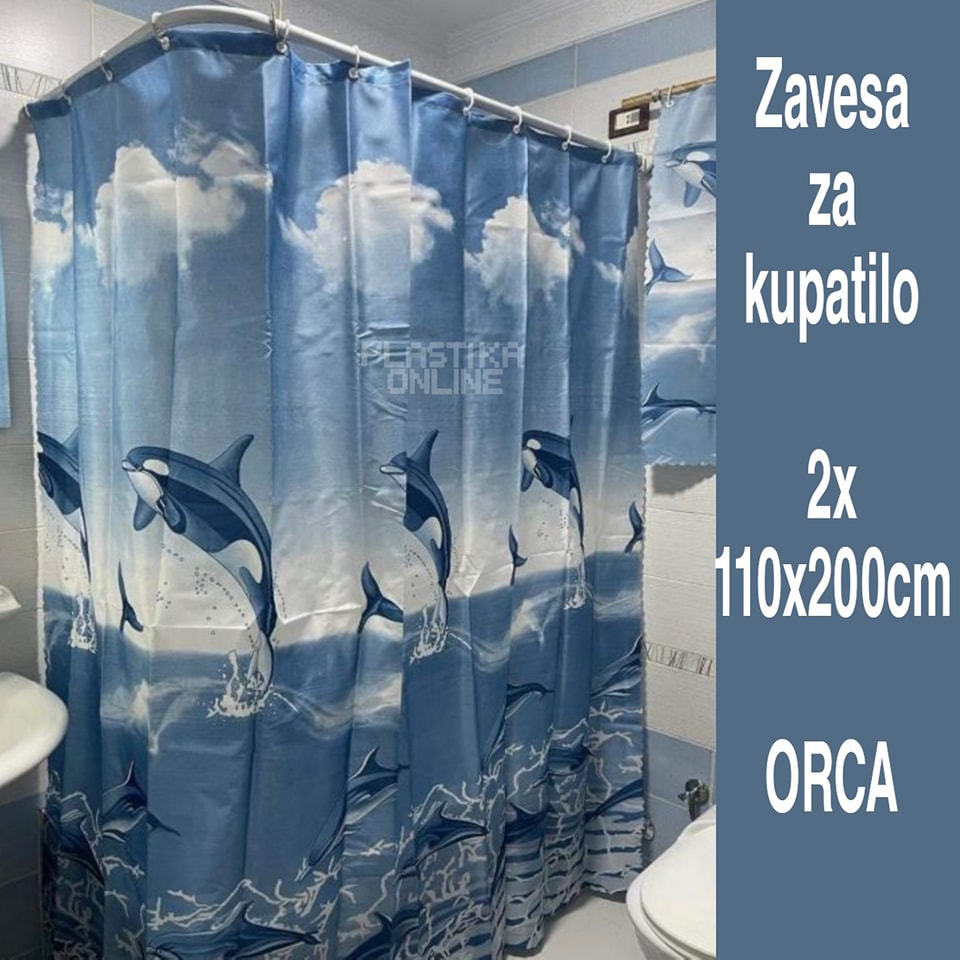 Dvodelna zavesa za kupatilo 2x110x200 ORCA