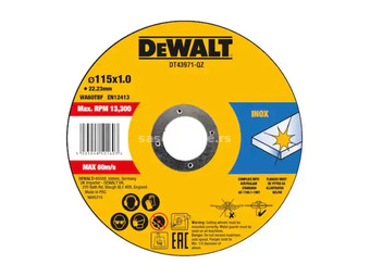 DeWalt DT43971 Rezni disk za inox 115x22.23x1mm, 10 komada