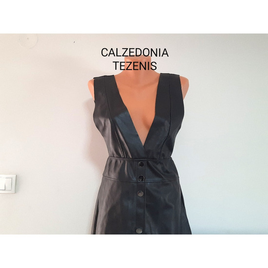 CALZEDONIA crna kozna haljina