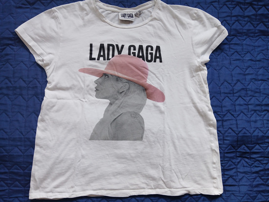 Lady Gaga bela majica original merch,L/42-44