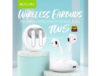 BAVIN Earbuds Wireless slušalice + kabl type-C bela