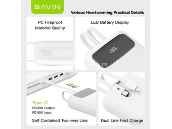 BAVIN Power bank 20000mAh 22.5W/ bela