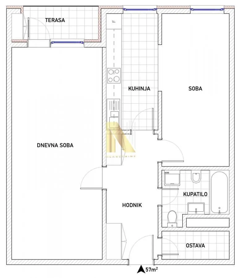 Prodaja, dvosoban stan, 57m2, Centar, Novi Sad