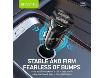 BAVIN Auto punjač 2xUSB + kabl Micro/ crna