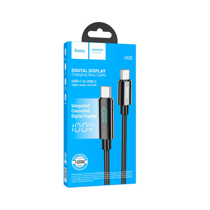 Data Kabal Hoco U125 Benefit 100W charging data cable with display Type-C to Type-C crni