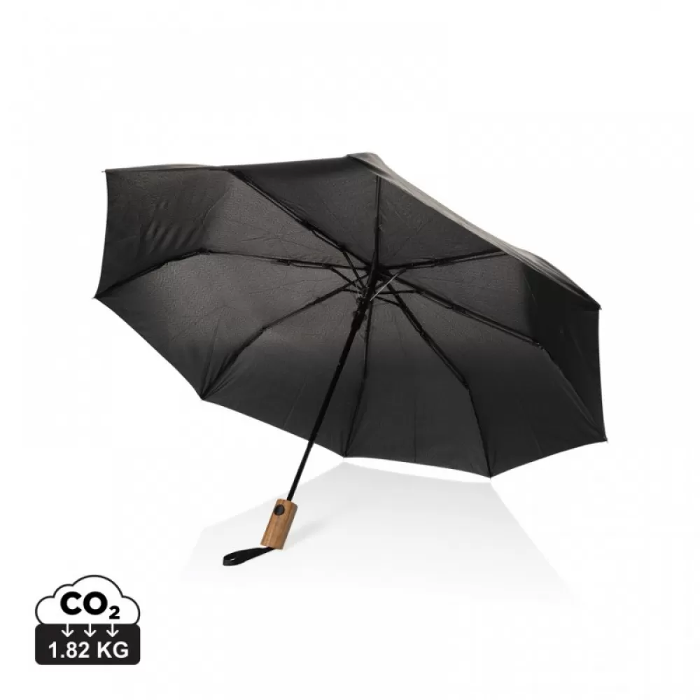 Kaycey 21" AWARE™ RPET Acacia wood mini auto open umbrella