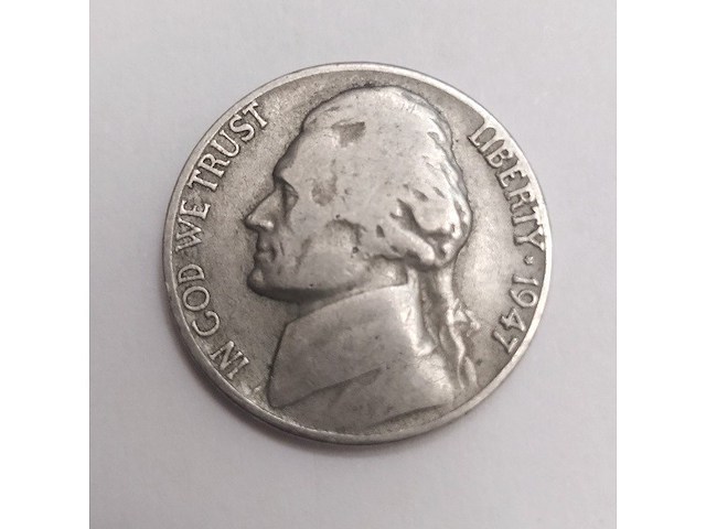 ** USA - 5 CENTS 1947. `Jefferson Nickel` ** - S