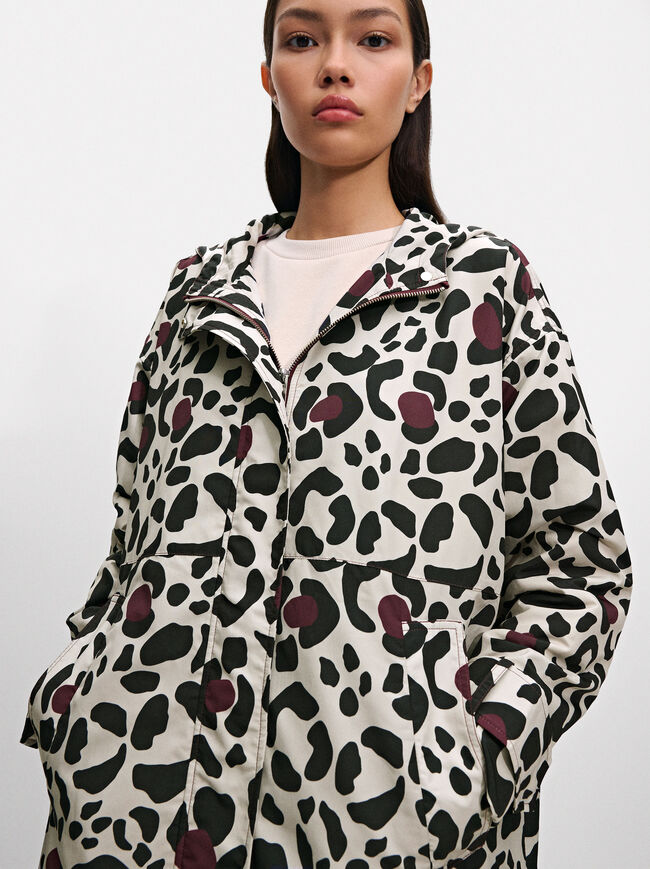 Leopard Print Parka With Hood