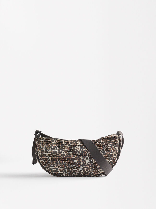 Leopard print nylon crossbody bag