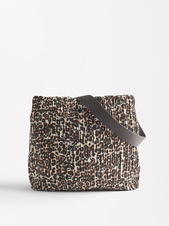 Leopard Print Nylon Shoulder Bag L