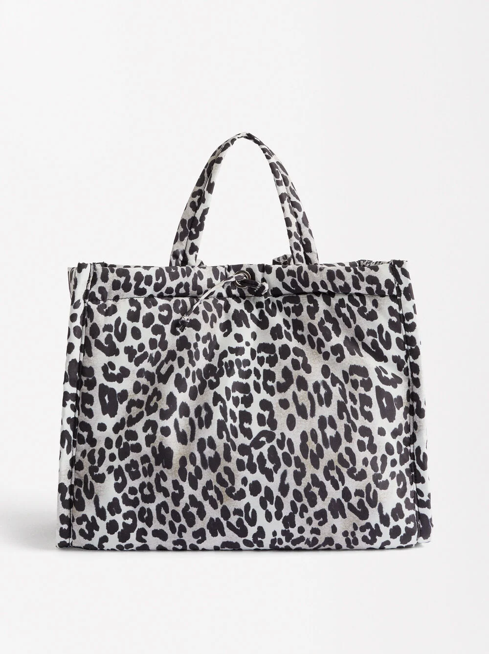 Leopard Print Nylon Shopper Bag