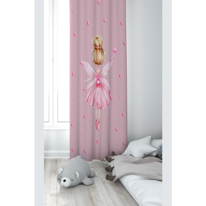 Dekorativna zavesa Draper za dečiju sobu - Set 2 kom 70x240 cm - Mala vila pink - P-342