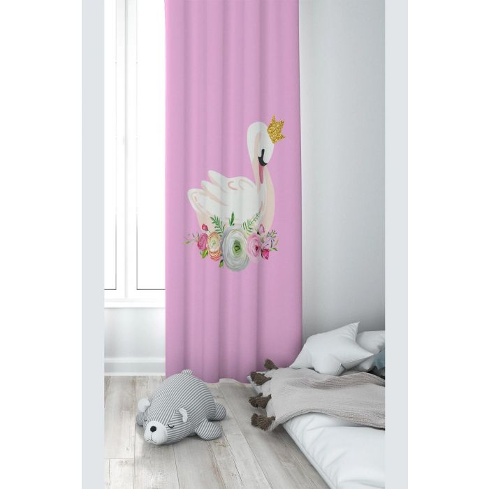 Dekorativna zavesa Draper za dečiju sobu - Set 2 kom 70x240 cm - Labud roze - P-328