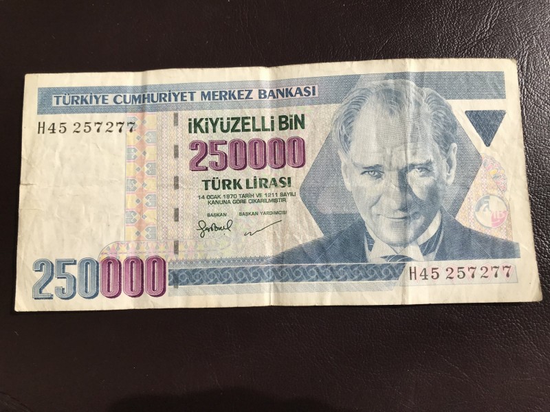 TURSKA 250 000 LIRA.