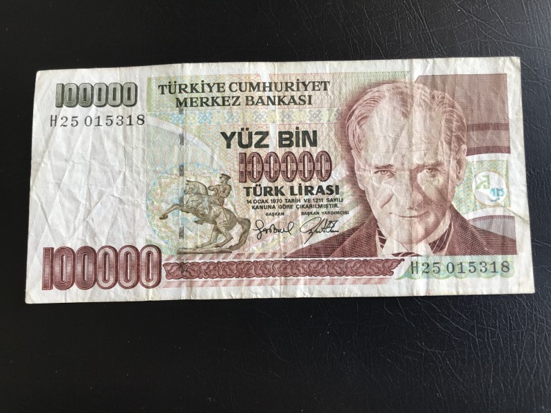 TURSKA 100 000 LIRA.