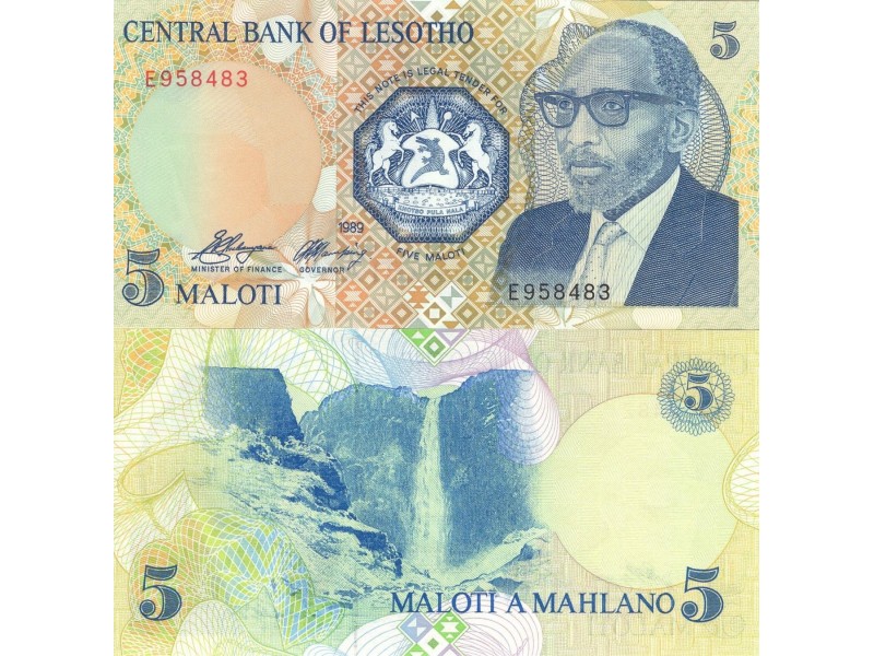 LESOTO Lesotho 5 Maloti 1989 UNC, P-10