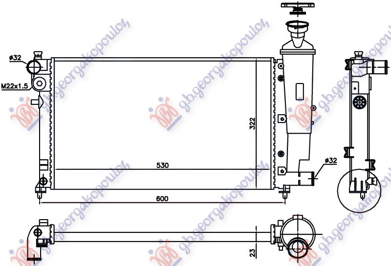 HLADNJAK MOTORA XN/XR (530×322) RALLY (NISSENS) CITROEN SAXO (1999-2004) (OEM: 1301SX, 133087, 1330A7)