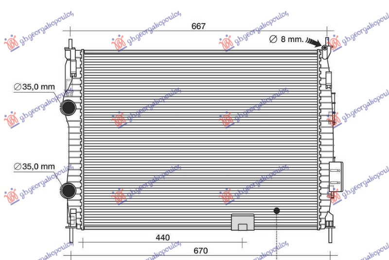 HLADNJAK MOTORA 2.0 BENZIN (AUTOM) (CEV DESNO) (590x430x27) NISSAN QASHQAI (2010-2013) (OEM: 21400JD900)