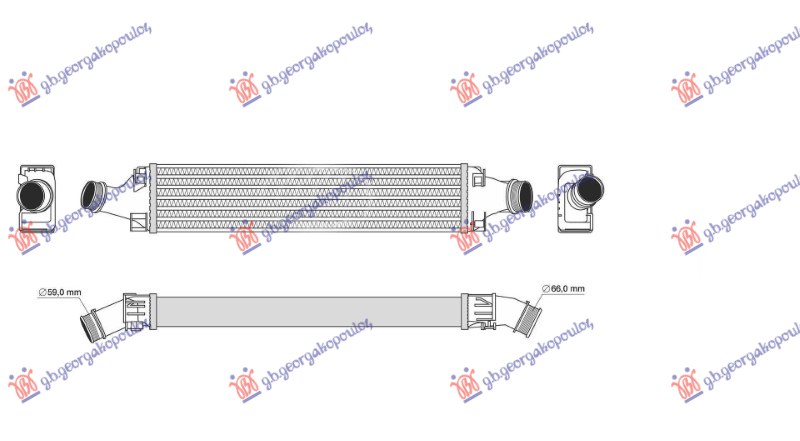 HLADNJAK INTERKULERA 2.0 TFSI BENZIN / 3.0 DIZEL TDI (720x144x80) AUDI A6 (2018-) (OEM: 8W0145805AC, 8W0145805B, 8W0145805R)