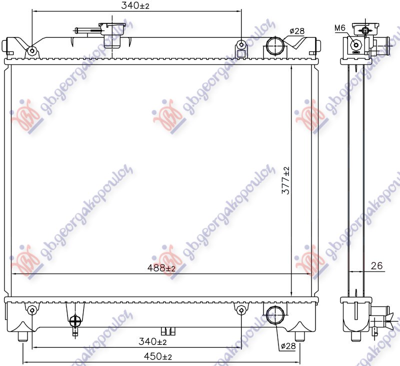 HLADNJAK MOTORA 1.6 8V/16V (+/-AC) (37.5×49) (NISSENS) SUZUKI VITARA 2D (1989-1998) (OEM: 17700-85C01, 1770060A00, 1770060A01)