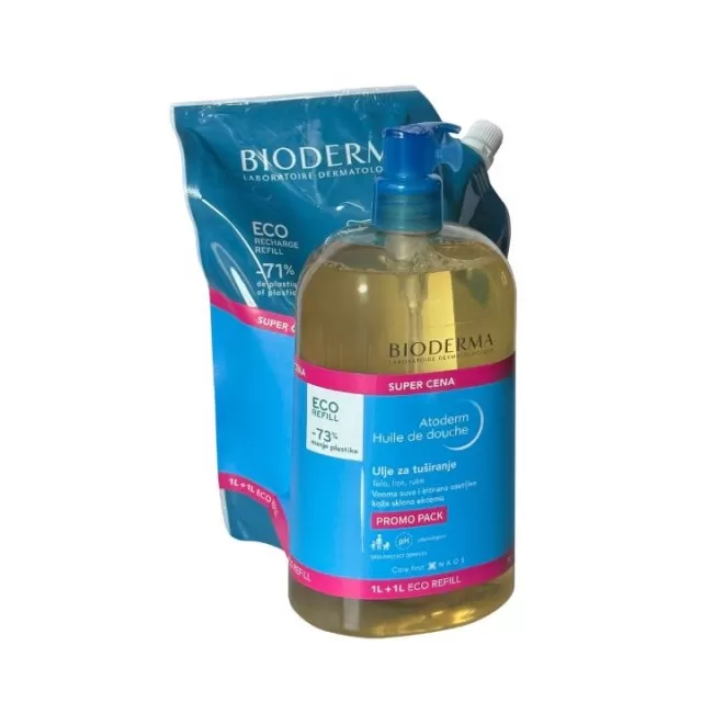 Bioderma Atoderm blago ulje za kupanje 1L + refill 1L