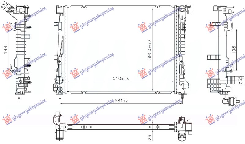 HLADNJAK MOTORA 1.0 BENZIN (AUTO) (510×395) DACIA SANDERO (2020-) (OEM: 214103645R)