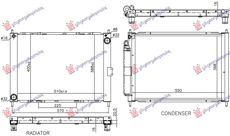 HLADNJAK MOTORA I KLIME 1.5 DIZEL (510x388x16) NISSAN MICRA (K12) (2002-2010) (OEM: 21400AX301, 21400BC50A)