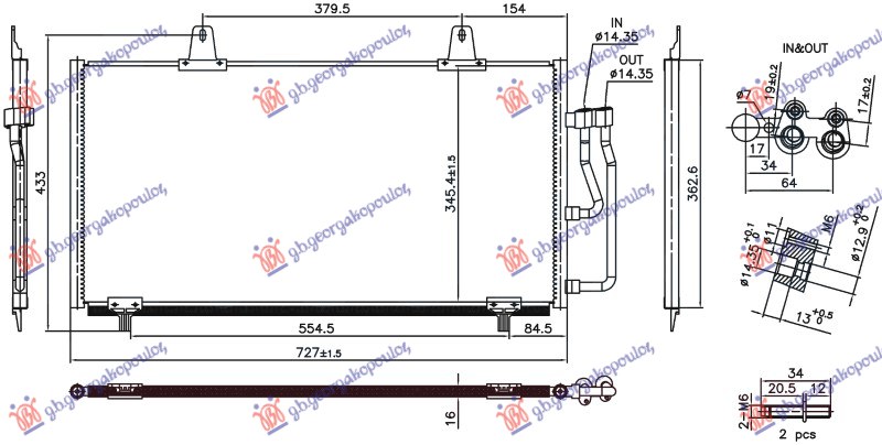 HLADNJAK KLIME ELEKTRICNI (705x361x18) CITROEN C4 (2020-) (OEM: 9827255780)