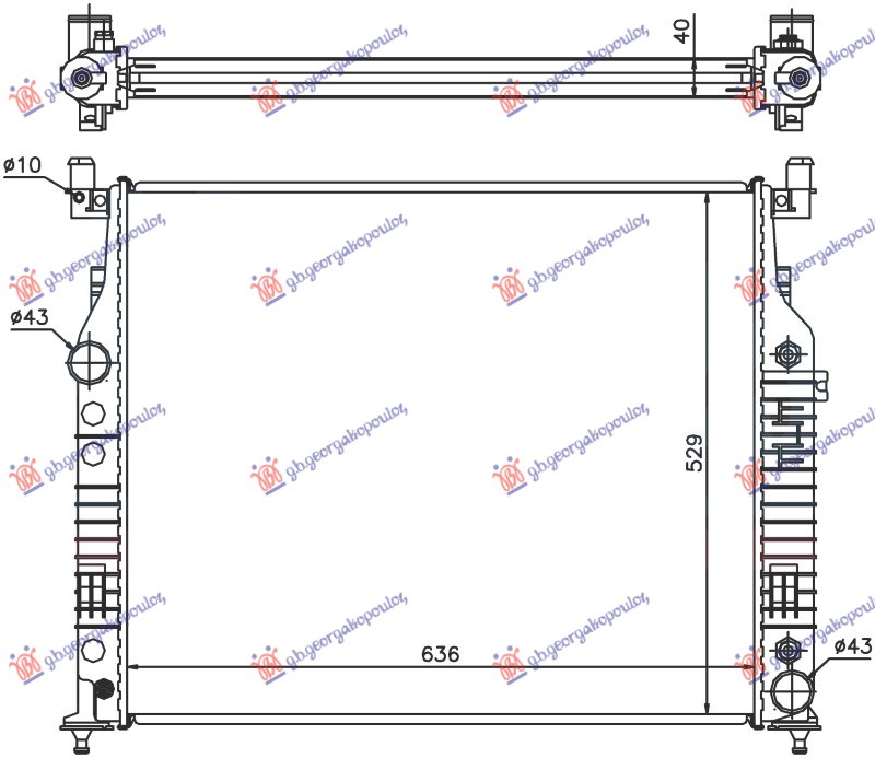 HLADNJAK MOTORA 4.0 DIZEL (MAN/AUTO) (636×529) MERCEDES GL (X164) (2006-2012) (OEM: 1645000003, 1645000303, 1645000803)