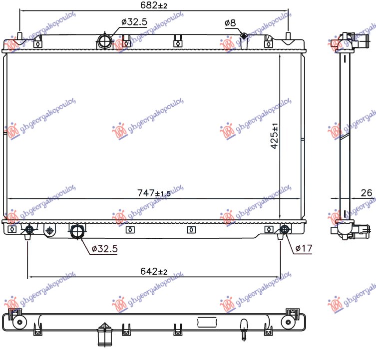 HLADNJAK MOTORA 1.5 BENZIN VTEC (425x747x26) HONDA CR-V (2017-) (OEM: 190105PAA01, 190105SJ003)