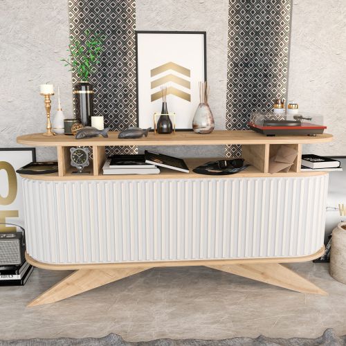 Elegantni Beli Bufet - Hanah Home Stor u Hrastovom Dekoru