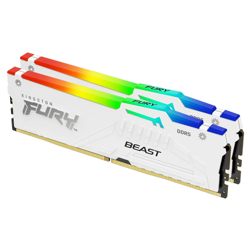 Memorija KINGSTON 64GB(2x32GB)/DIMM/DDR5/5600MHz/CL40/FURY Beast White RGB XMP