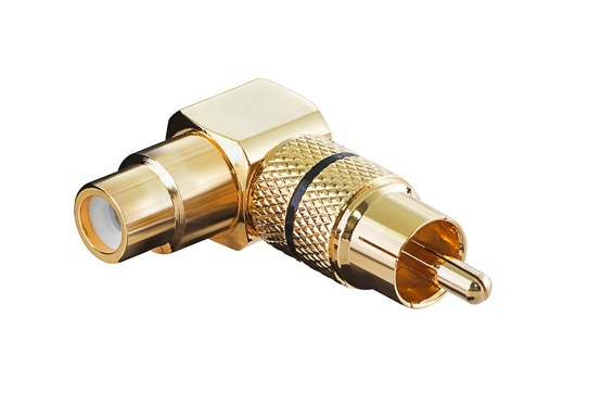 Adapter RCA M-RCA F ugaoni zlatni crni