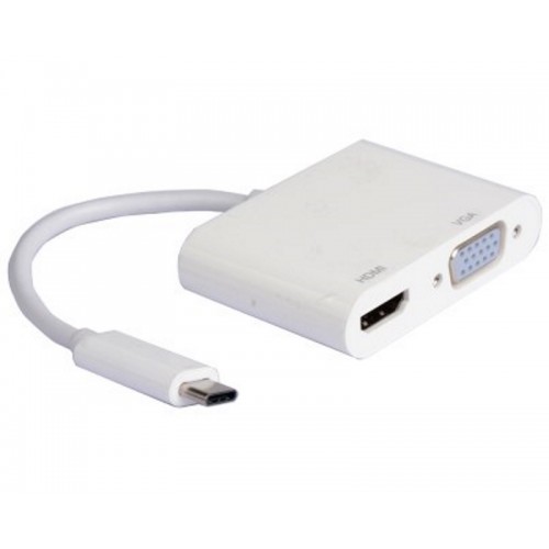 E-GREEN Adapter USB 3.1 tip C (M) - HDMI + VGA (F) beli