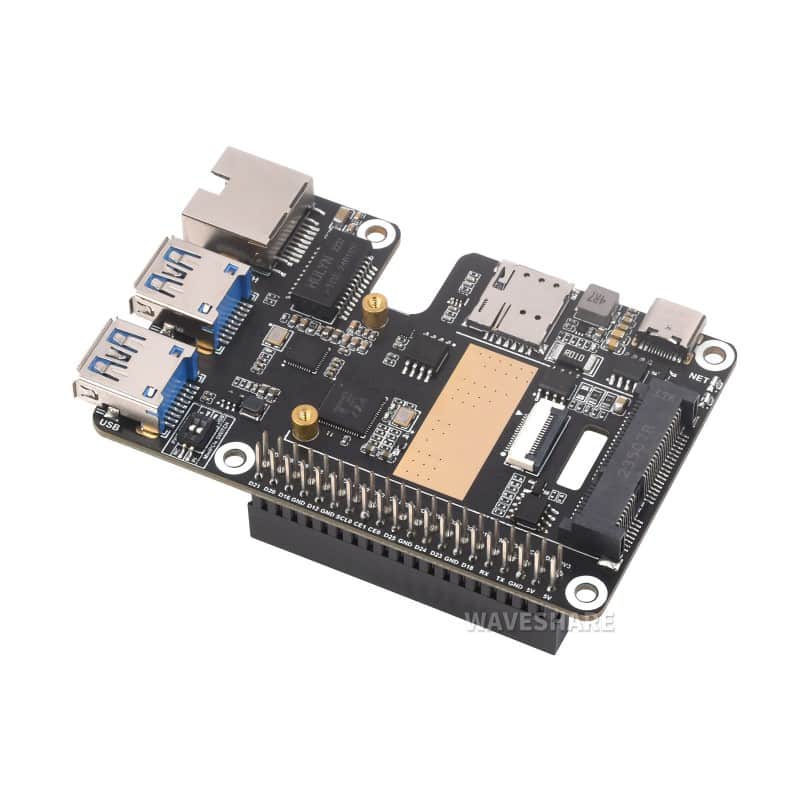 PCIe na MiniPCIe / Gigabit Eth / USB 3.2 Gen1 HAT za Raspberry Pi 5, podrška za MiniPCIe 4G Modul