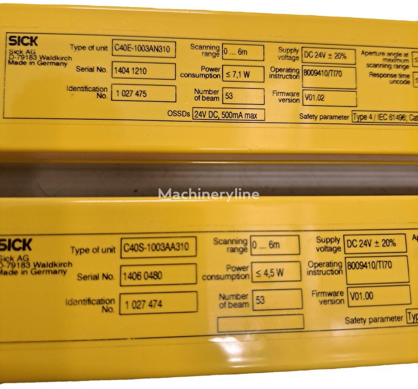 Sicherheitslichtvorhang-set Sick C4000 1027474 / 1027475 za industrijske opreme