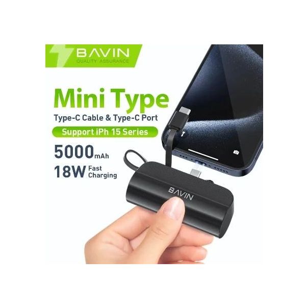 BAVIN Power bank 5000mAh, crna